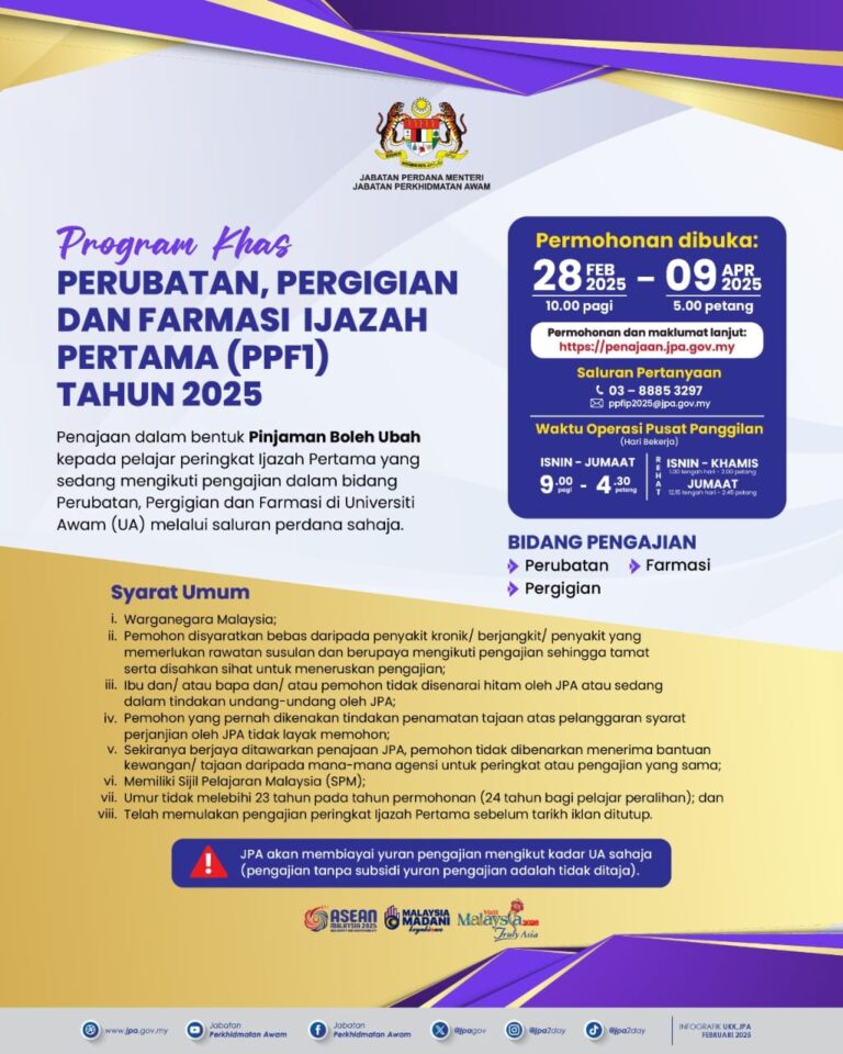 PROGRAM KHAS PERUBATAN, PERGIGIAN DAN FARMASI IJAZAH PERTAMA (PPF1 ...