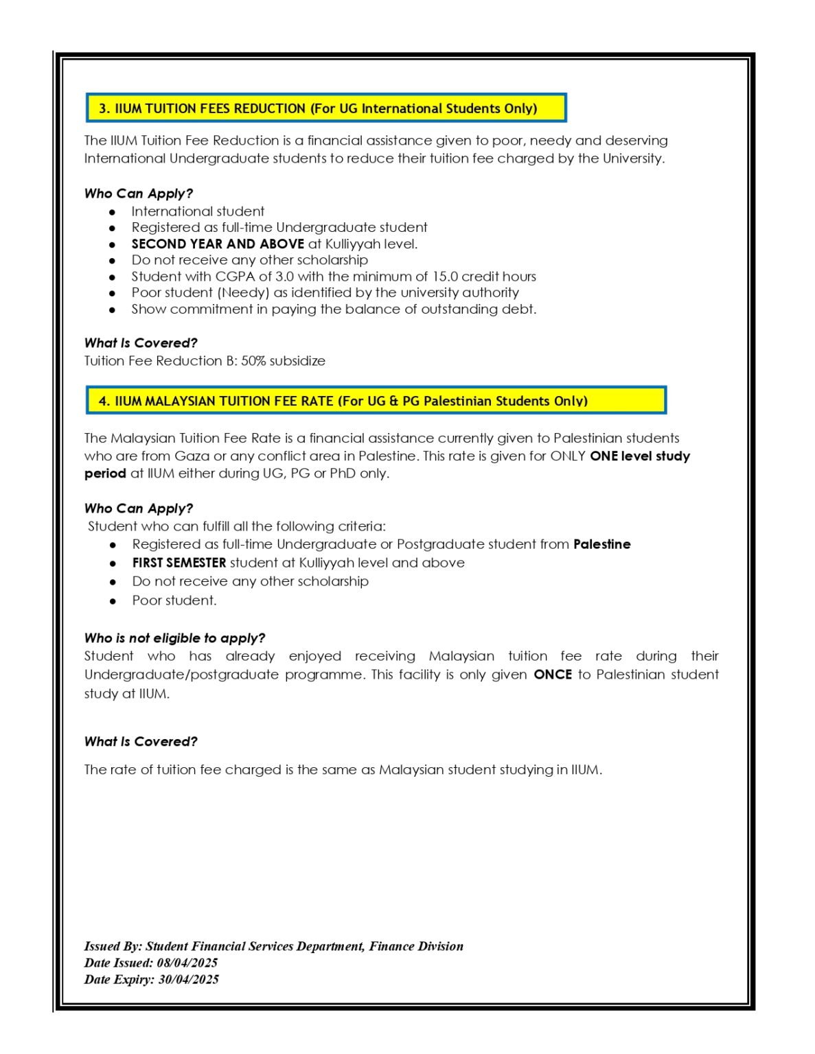 ANNOUNCEMENT OF APPLICATION FOR FINANCIAL ASSISTANTSHIP AND IIUM UG ...