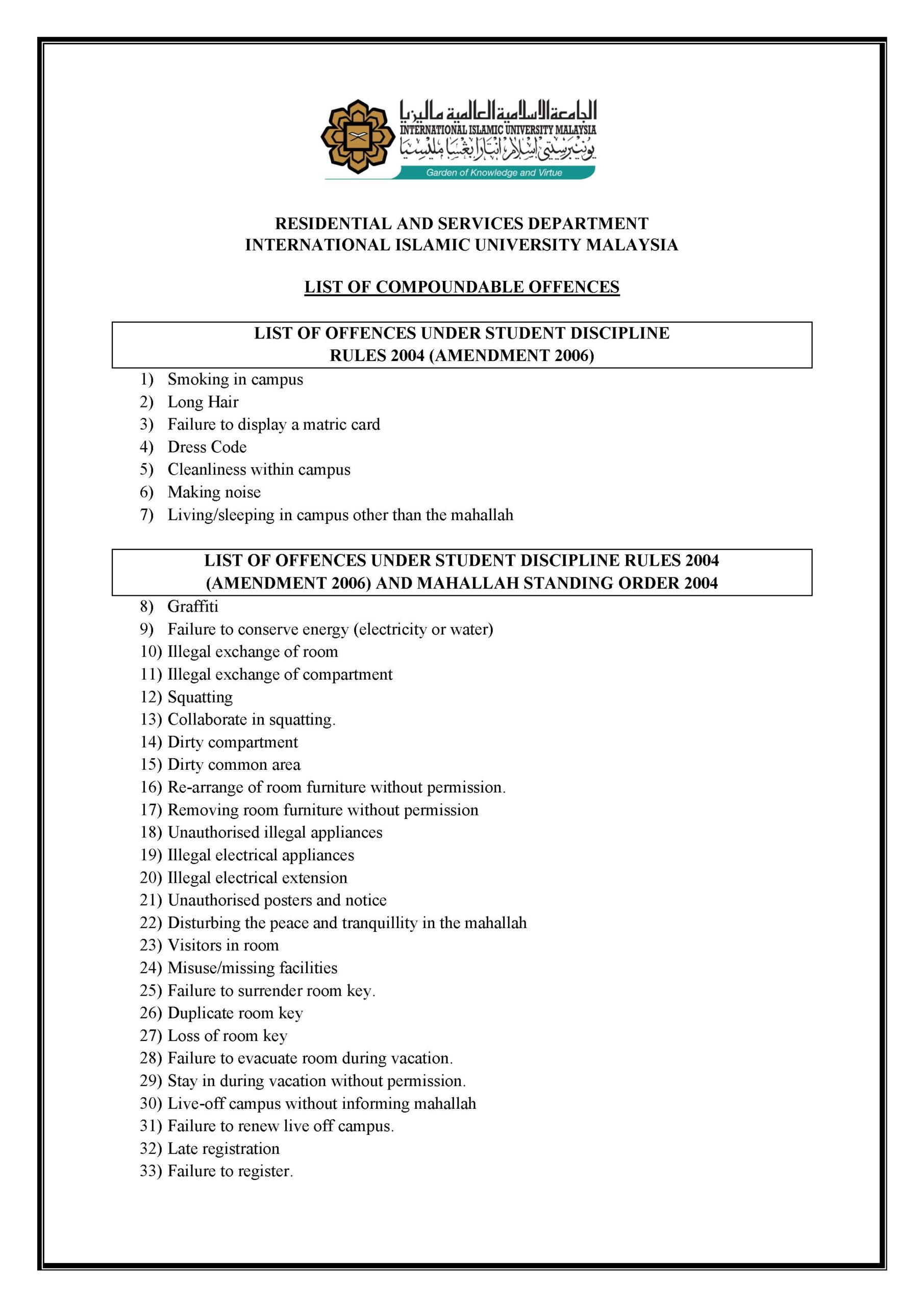 Mahallah Compoundable Offences – RSD IIUM