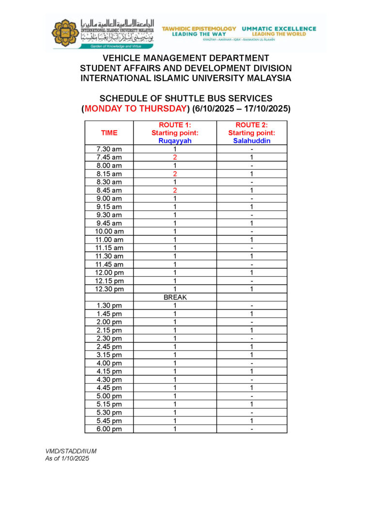 Vehicle Management Department – STADD – Student Affairs & Development ...