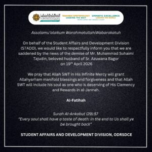 Condolences Message on the passing of Mr. Muhammad Suhaimi Tajudin ...
